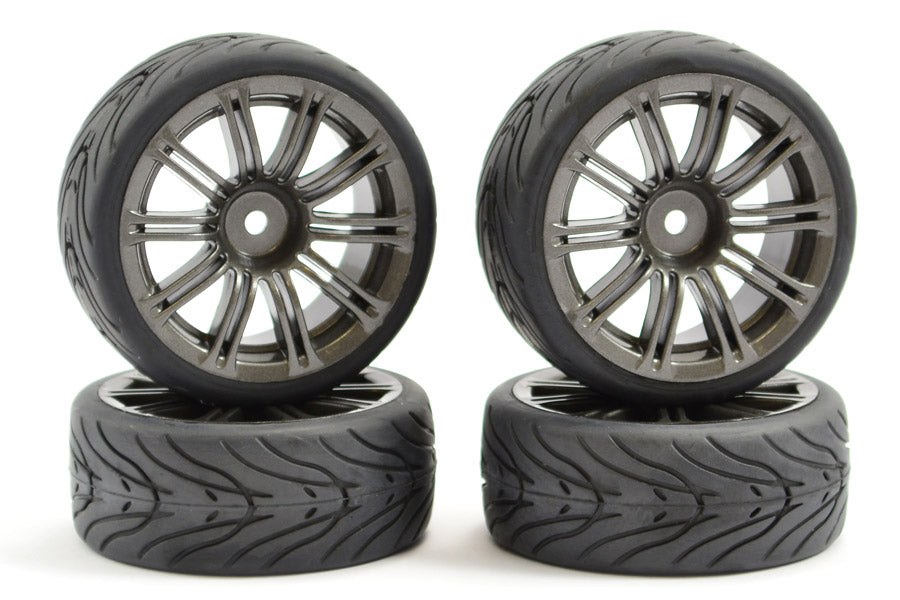 Fastrax FAST0077GM 1/10th Street/Rally Tyres 20SP Gun Metal Wheels ...